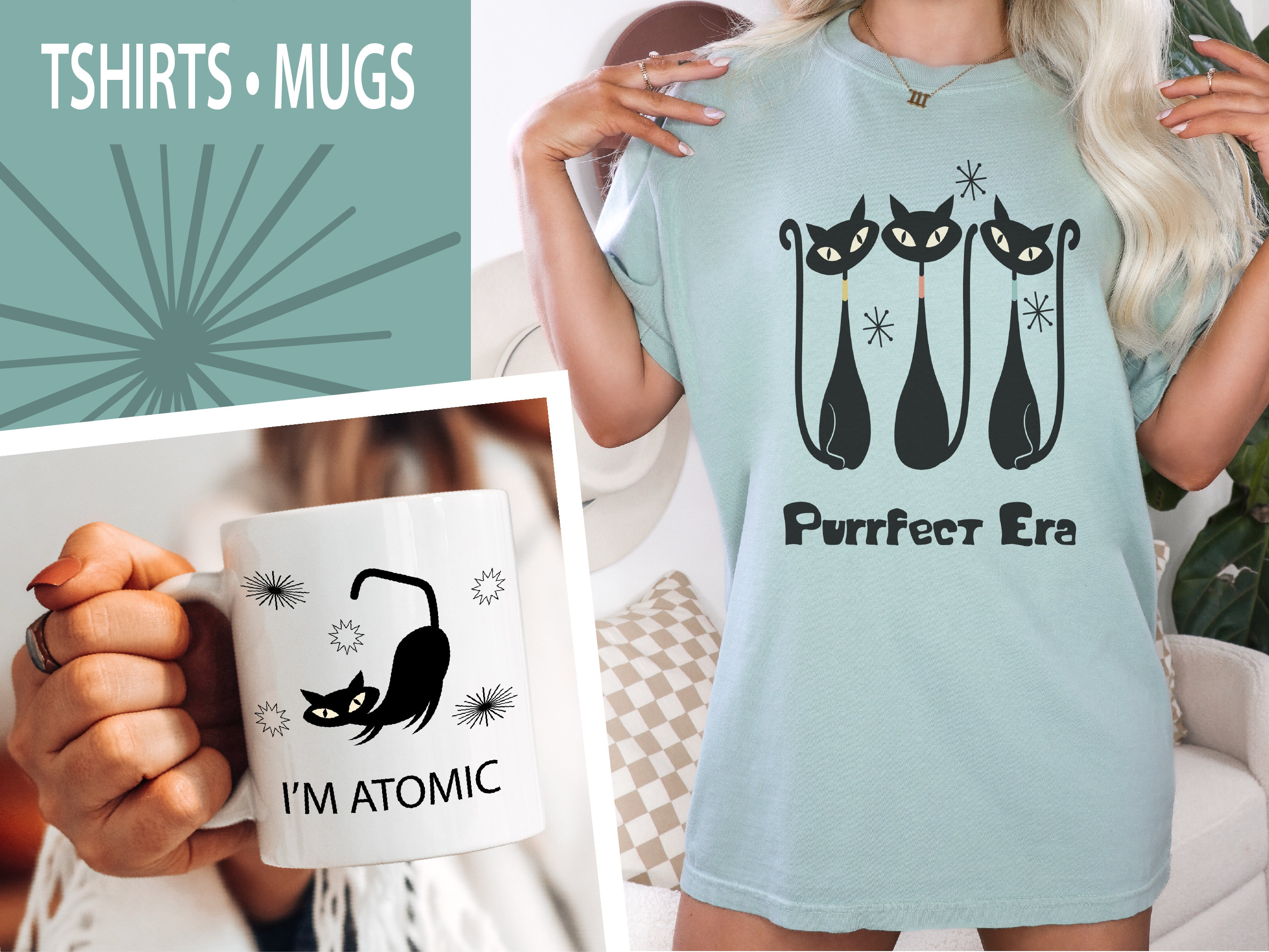 Atomic Cat Posters, Atomic Cat SVG, Digital Download,atomic Kitty, Mid ...