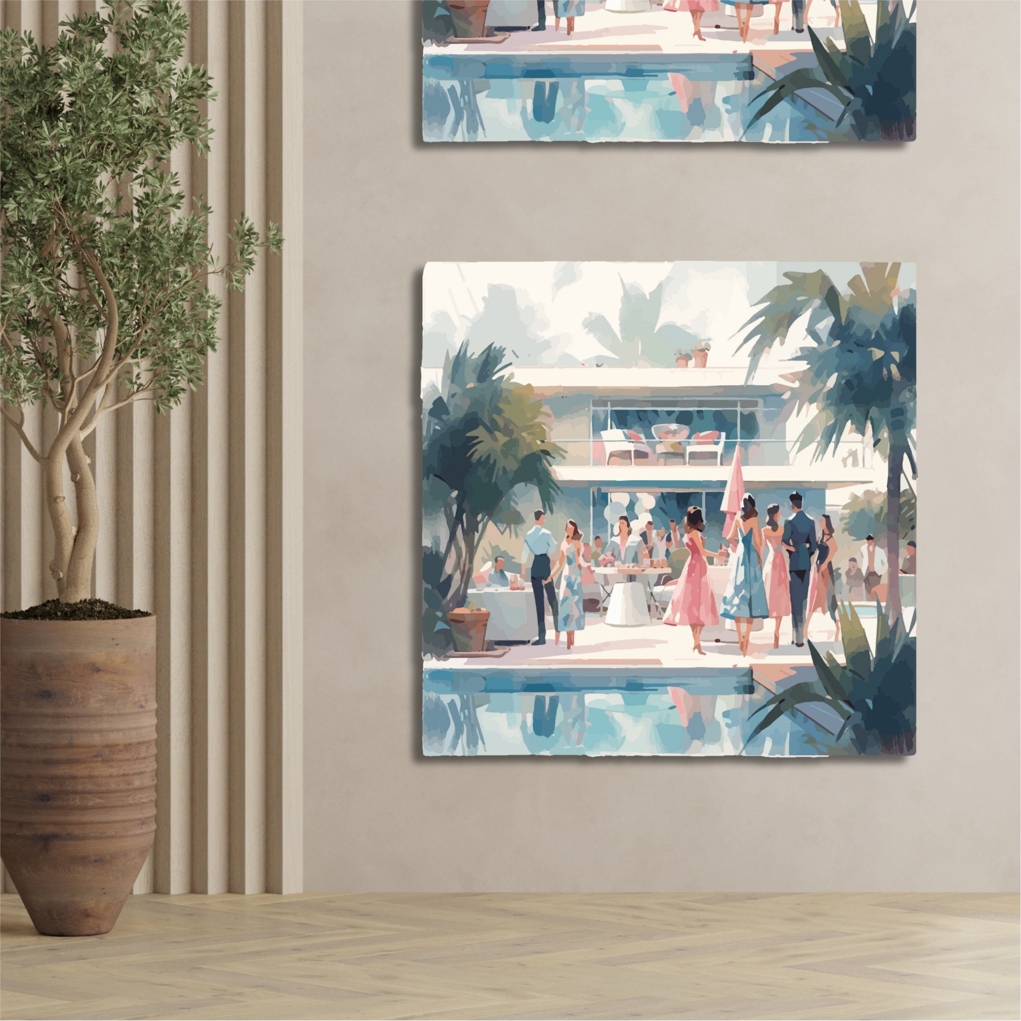Mid Century Printable Digital Download Pool Cocktail Modern Party Wall ...