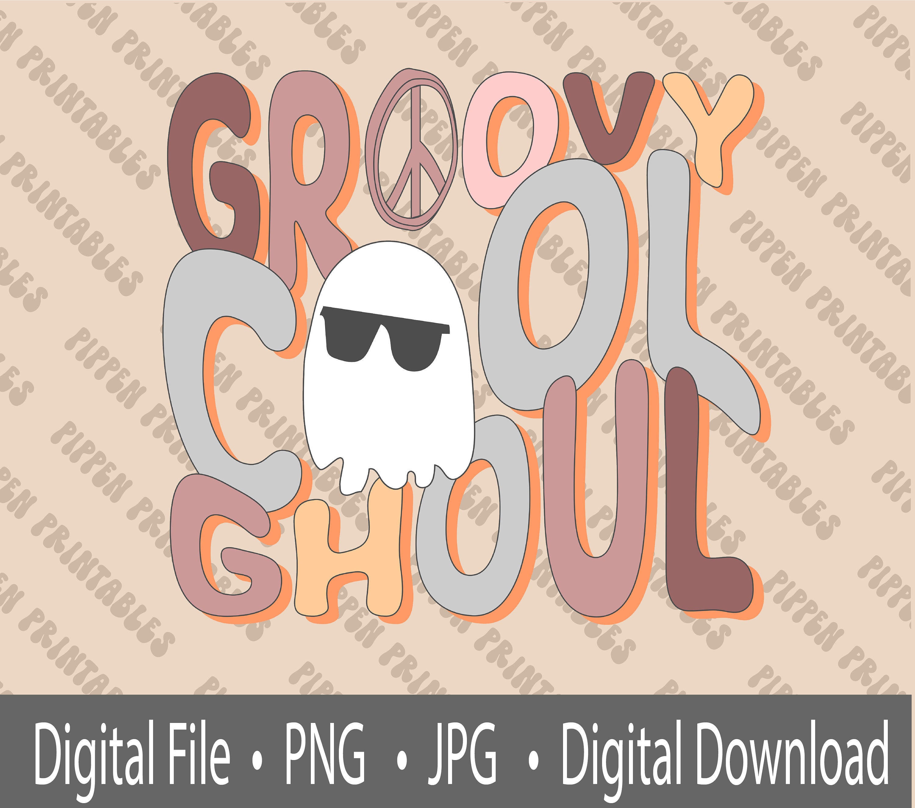 Groovy Cool Ghoul PNG, Digital Download, Retro Halloween, Pink ...