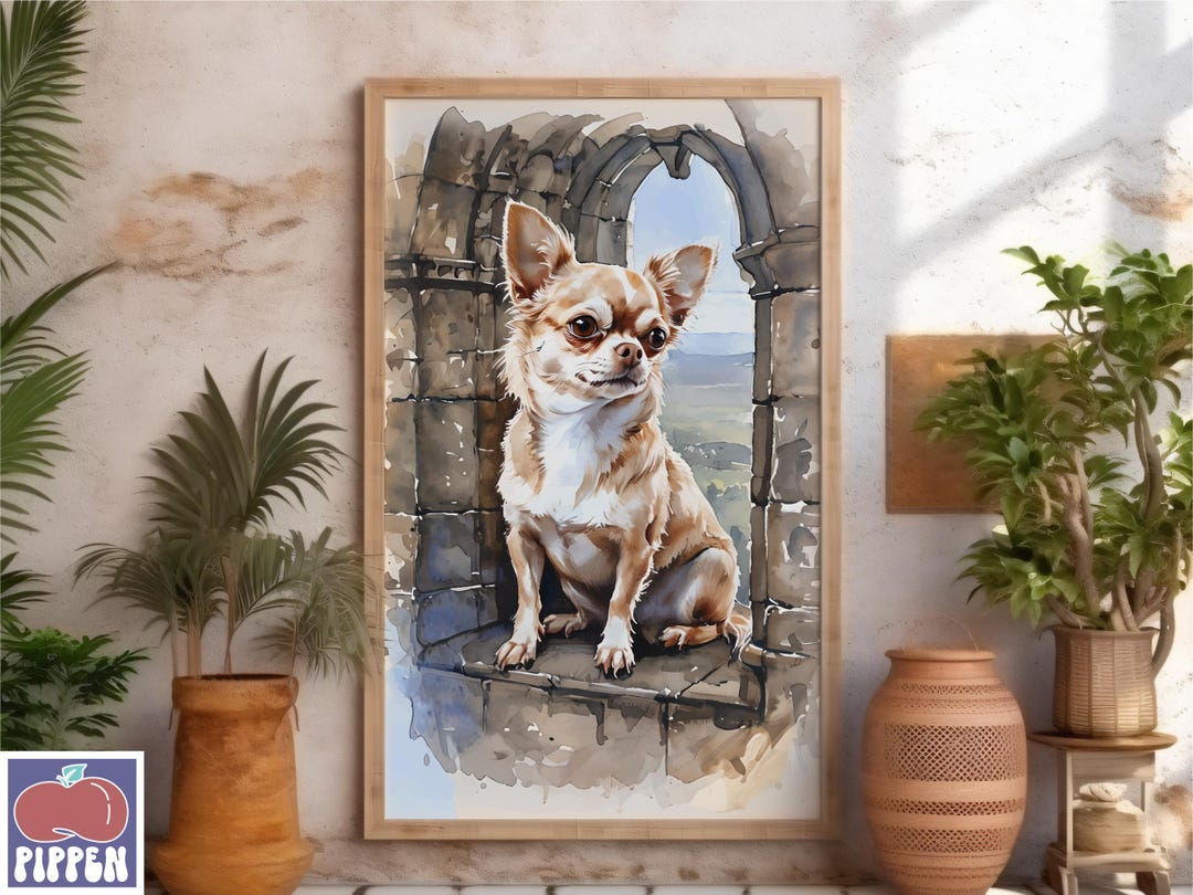 Chihuahua Art Print: Castle Window Portrait, Dog Lover Gift - Etsy