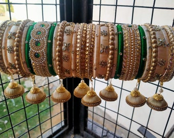 Pink and Green Bridal Bangles for Wedding - Etsy