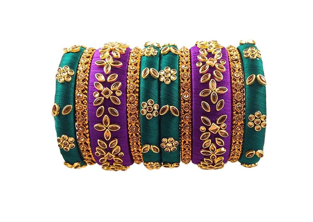 Purple Color Bangles Bracelet Silk Thread Indian Pakistani Bangles ...