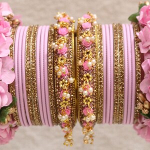 Baby Pink Flower Bangles: Indian Wedding Jewelry Bridal Gift - Etsy