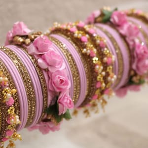 Baby Pink Flower Bangles: Indian Wedding Jewelry Bridal Gift - Etsy