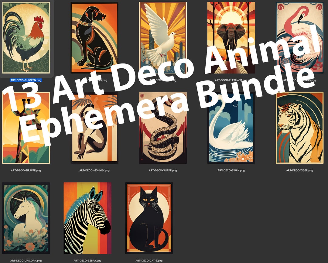 Vintage Art Deco Animal Ephemera Bundle Pack - Digital Download ...