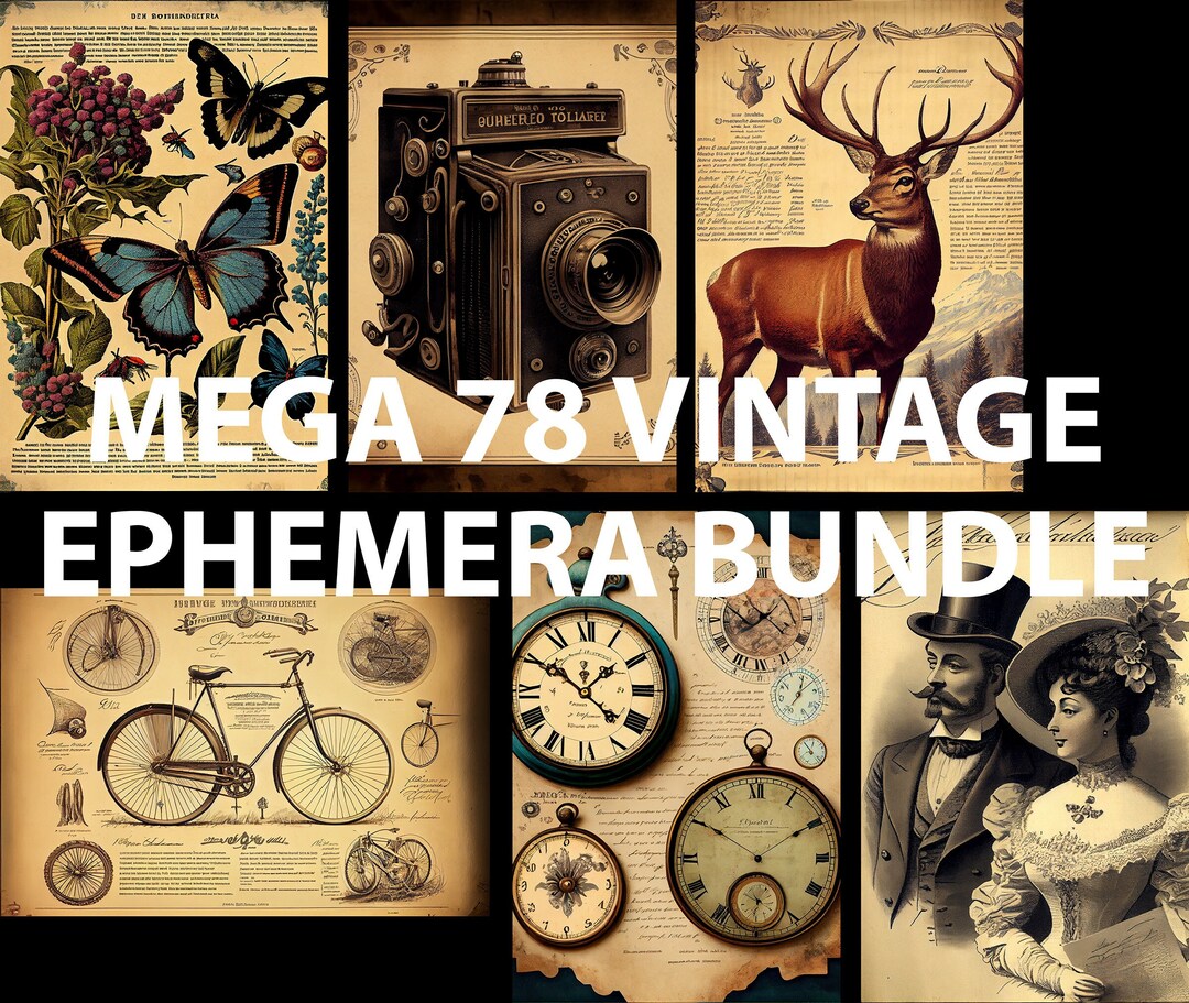 MEGA Vintage Ephemera Bundle Pack - Digital Download. Printable Images ...