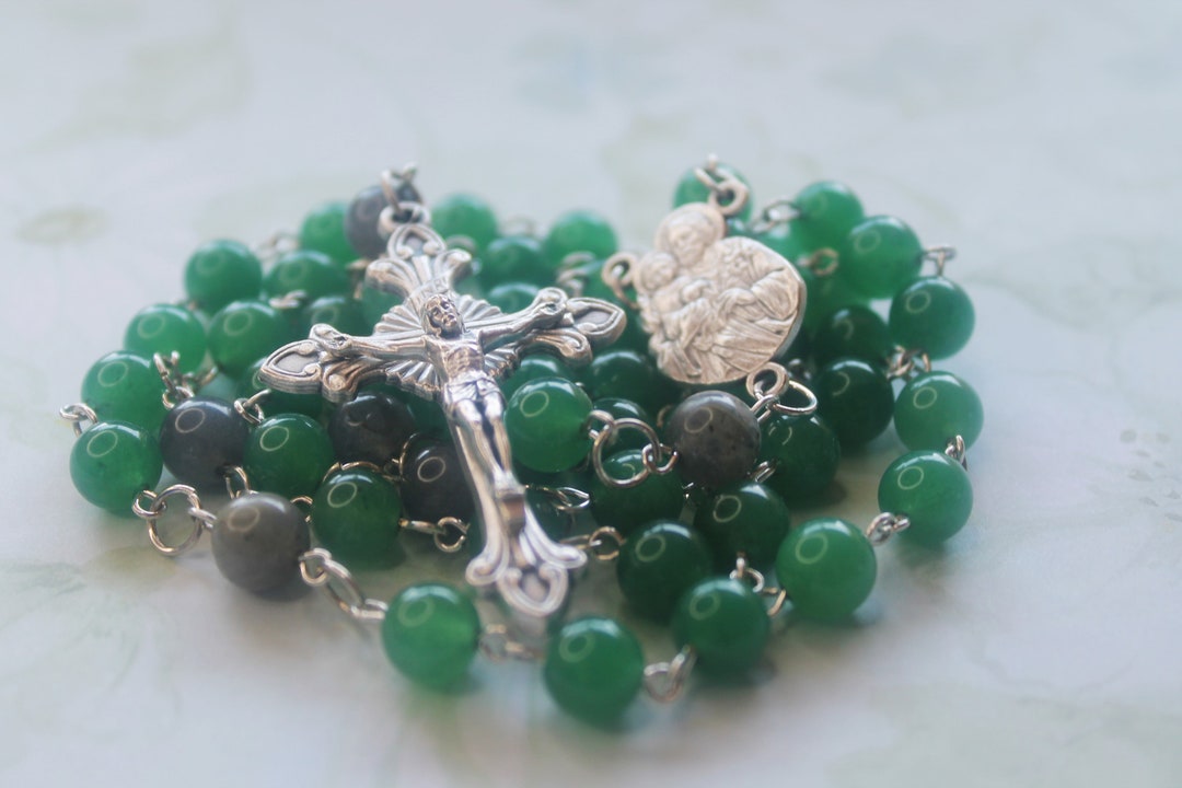 Terror of Demons Rosary | St. Joseph Rosary | Green Catholic Handmade ...