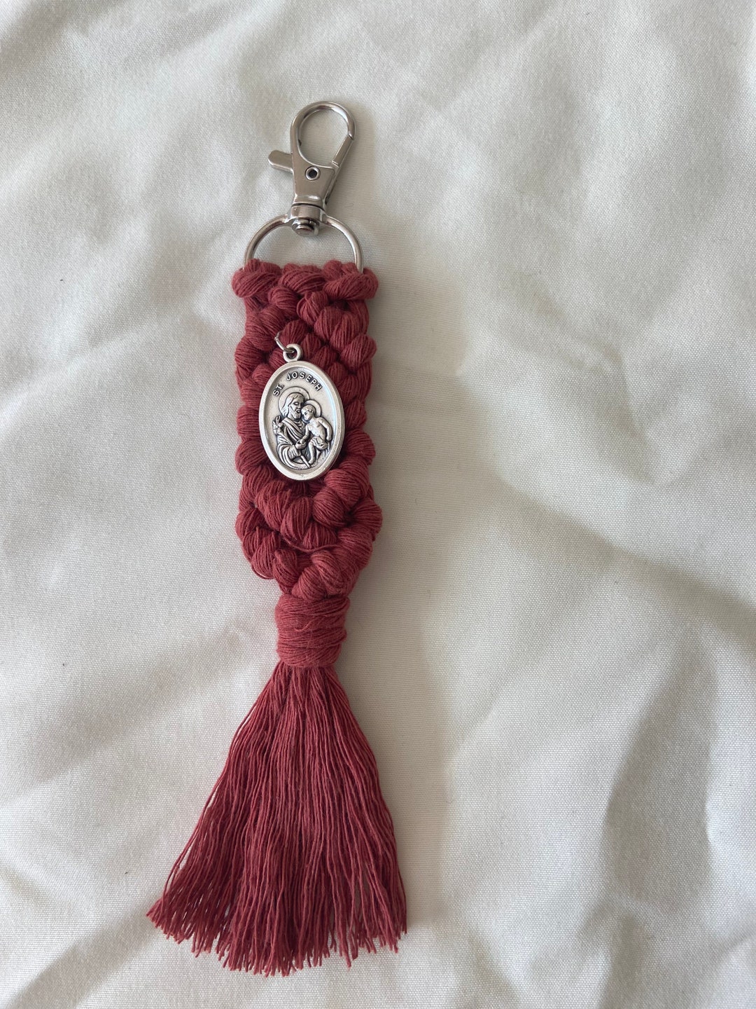 St. Joseph Keychain Handmade Macrame Keychain Catholic Handmade Goods ...