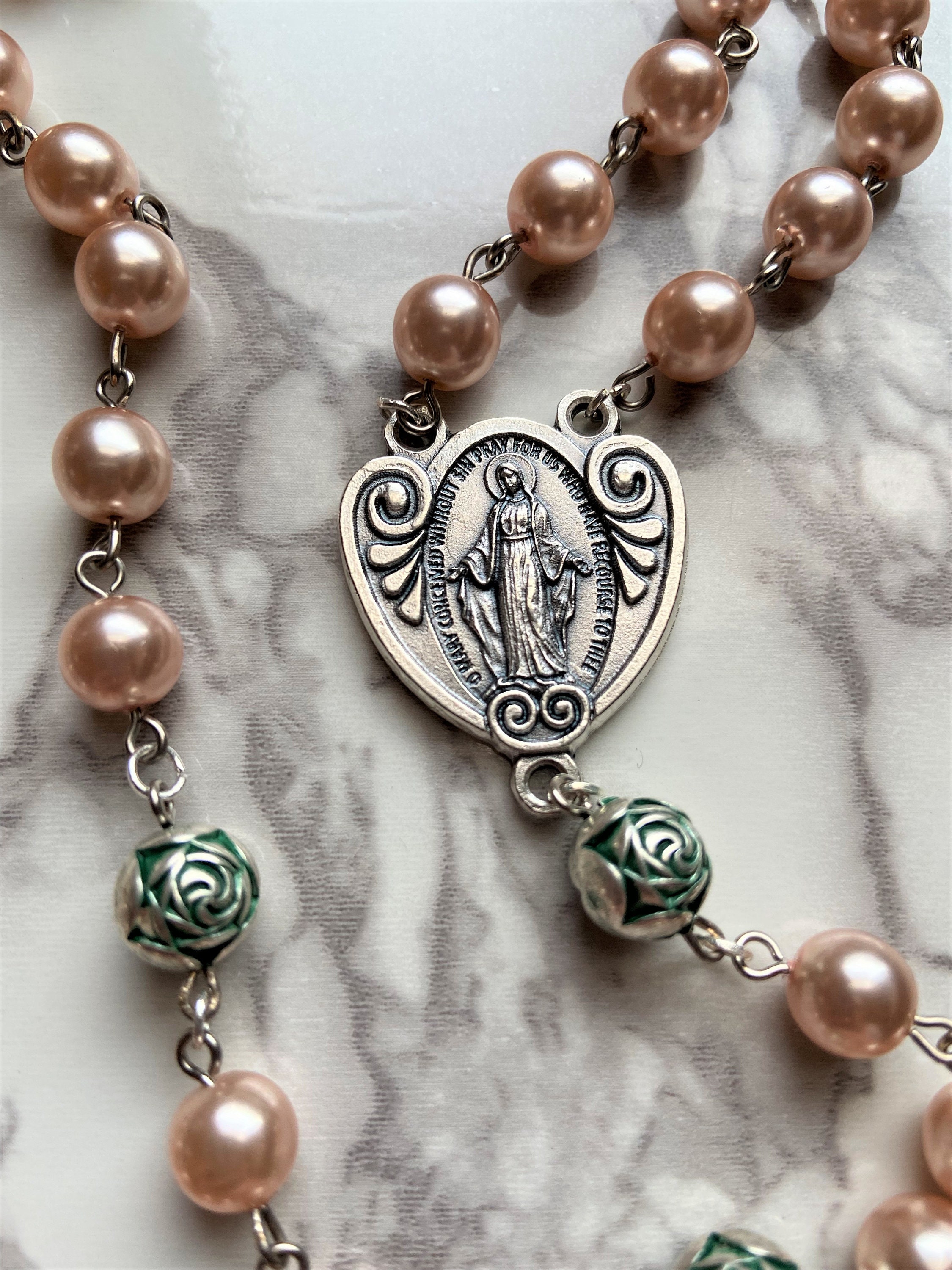 Our Lady Of Roses Rosary Handmade Catholic Prayer Beads | Etsy
