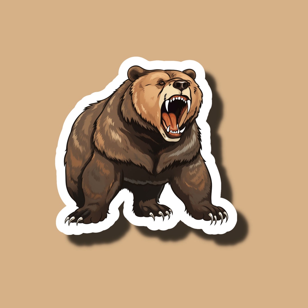 Angry Grizzly Bear 3 Matte Laminated Vinyl Sticker Decal - Etsy