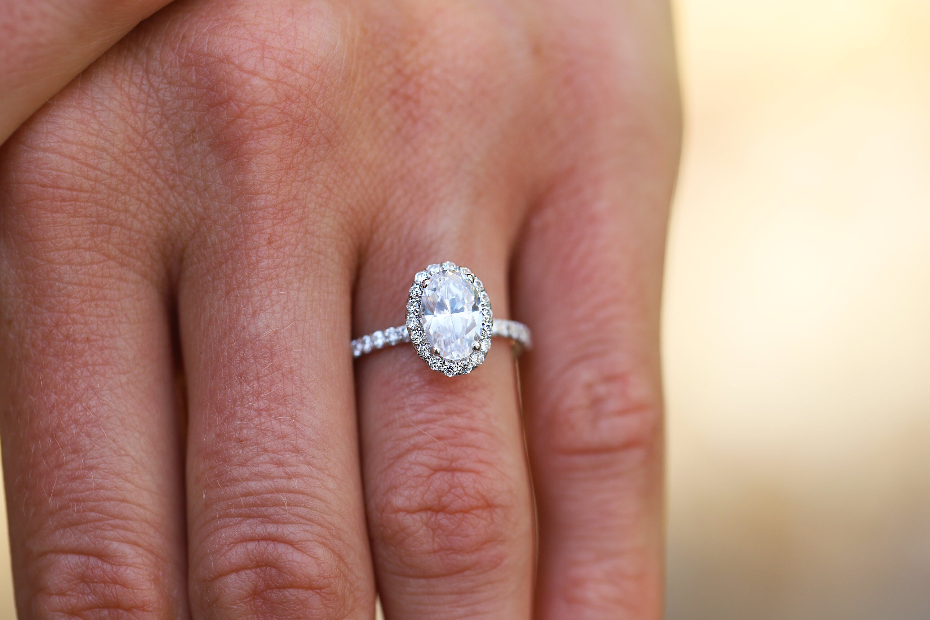 Oval Engagement Ring 1.5 Carat Halo Engagement Ring Gold | Etsy