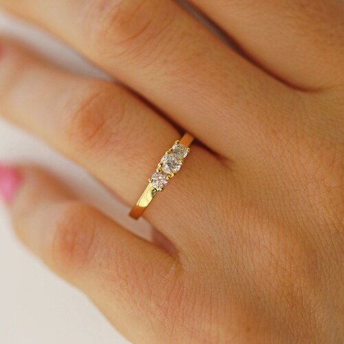 3 Diamonds Ring Promise Rings for Her Three Stone Engagement - Etsy