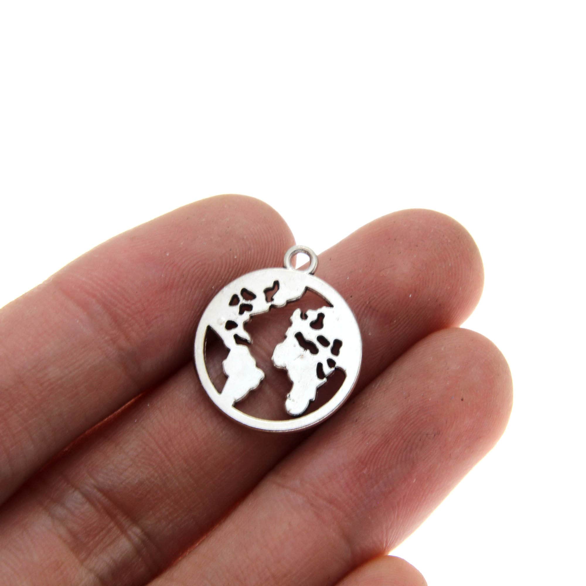 20 world map charms mapa colgantes antiguos colgantes de plata JOYERÍA ...