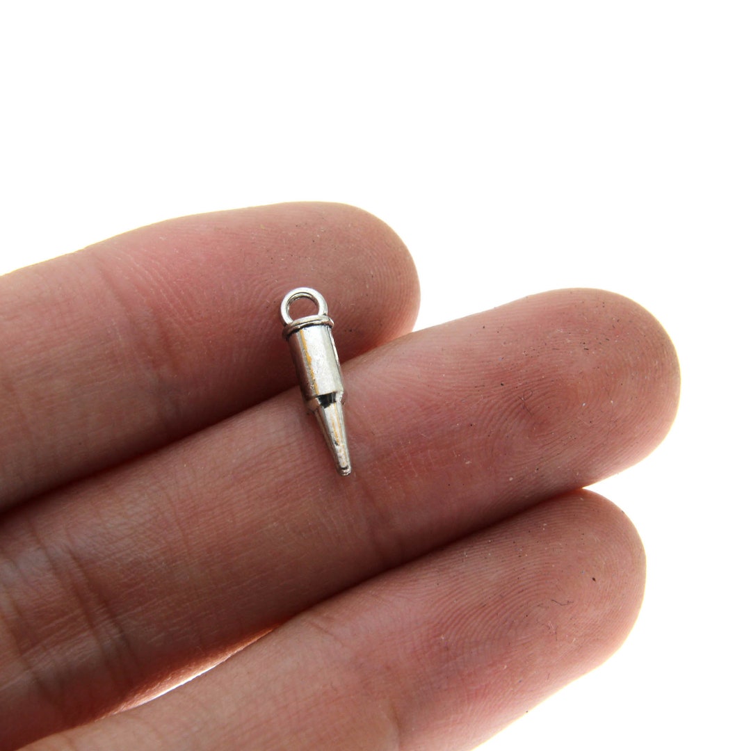70 Mini Bullet Charms Gun Bullet Pendants Ancient Silver Pendants DIY ...