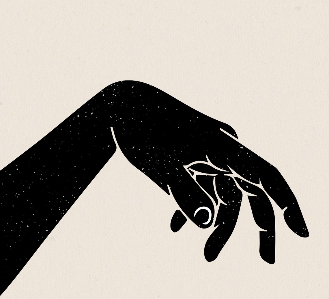 Two Hand Printable Wall Art. A Wood Block Style Illustration - Etsy