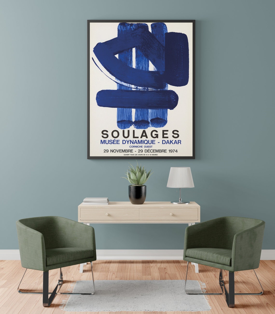 Pierre Soulages Poster Musee Dynamique Dakar Blue Wall Art Exhibition ...
