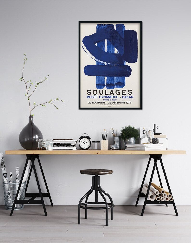 Pierre Soulages Poster Musee Dynamique Dakar Blue Wall Art Exhibition ...