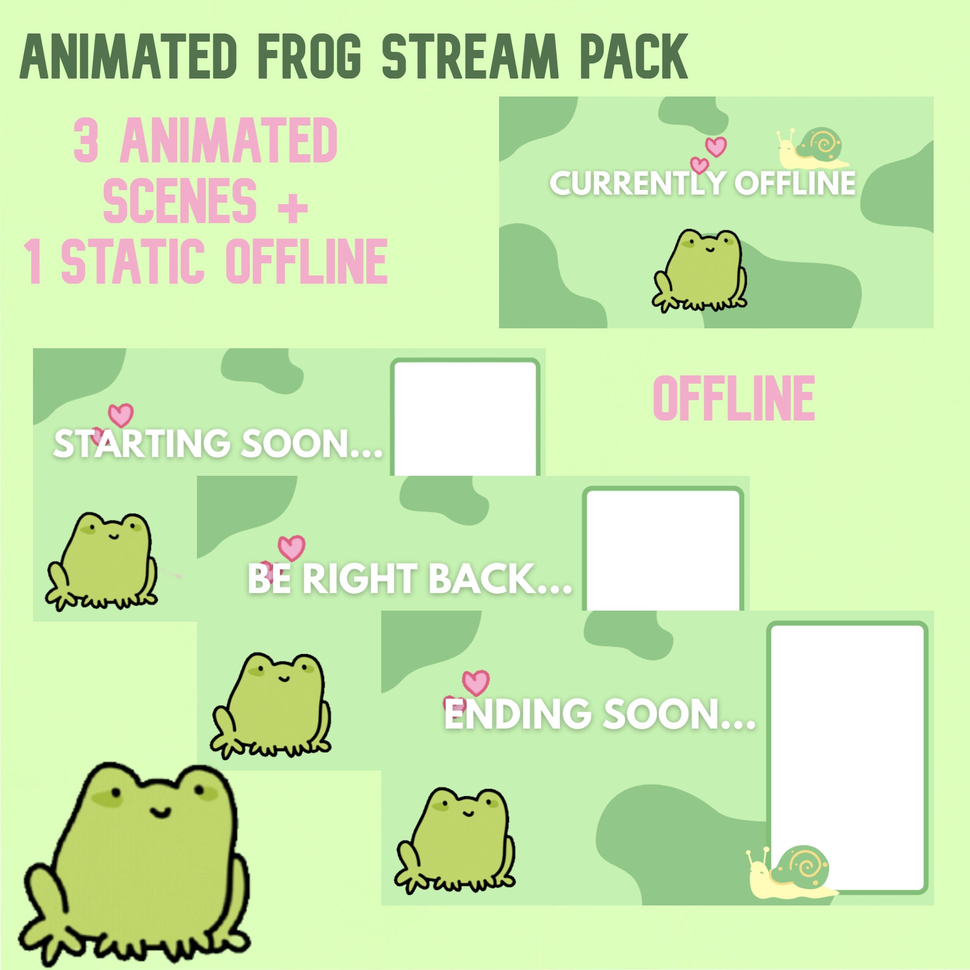 FROG STREAM PACK // Overlays, Scenes, Panels - Etsy