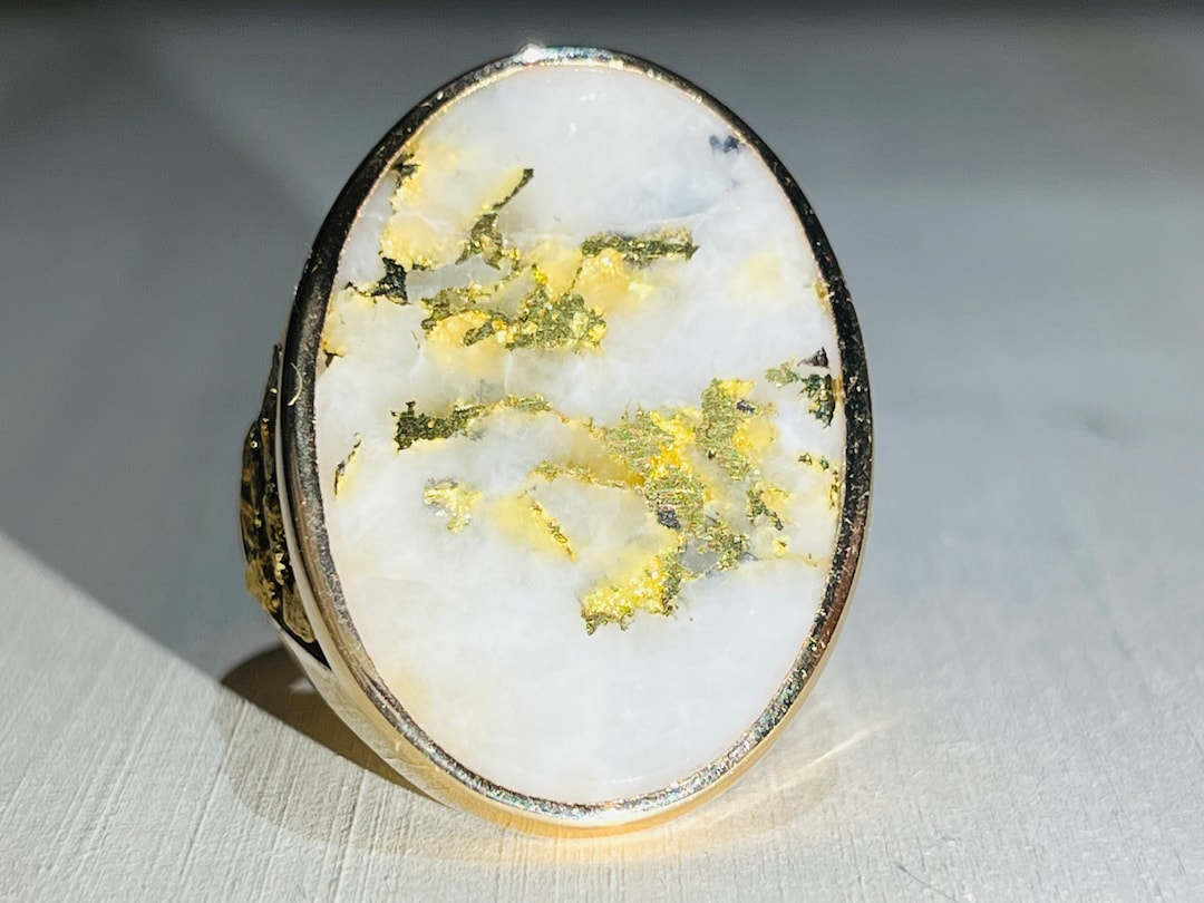 BIG Heavy RARE 18k Gold in Quartz Nugget Ring 16to1 Mine - Etsy