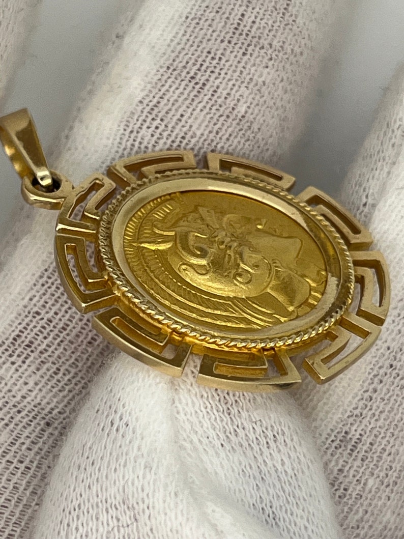 14k Gold Goddess Athena & Parthenon Greek Pendant SEE VIDEO - Etsy