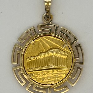 14k Gold Goddess Athena & Parthenon Greek Pendant SEE VIDEO - Etsy