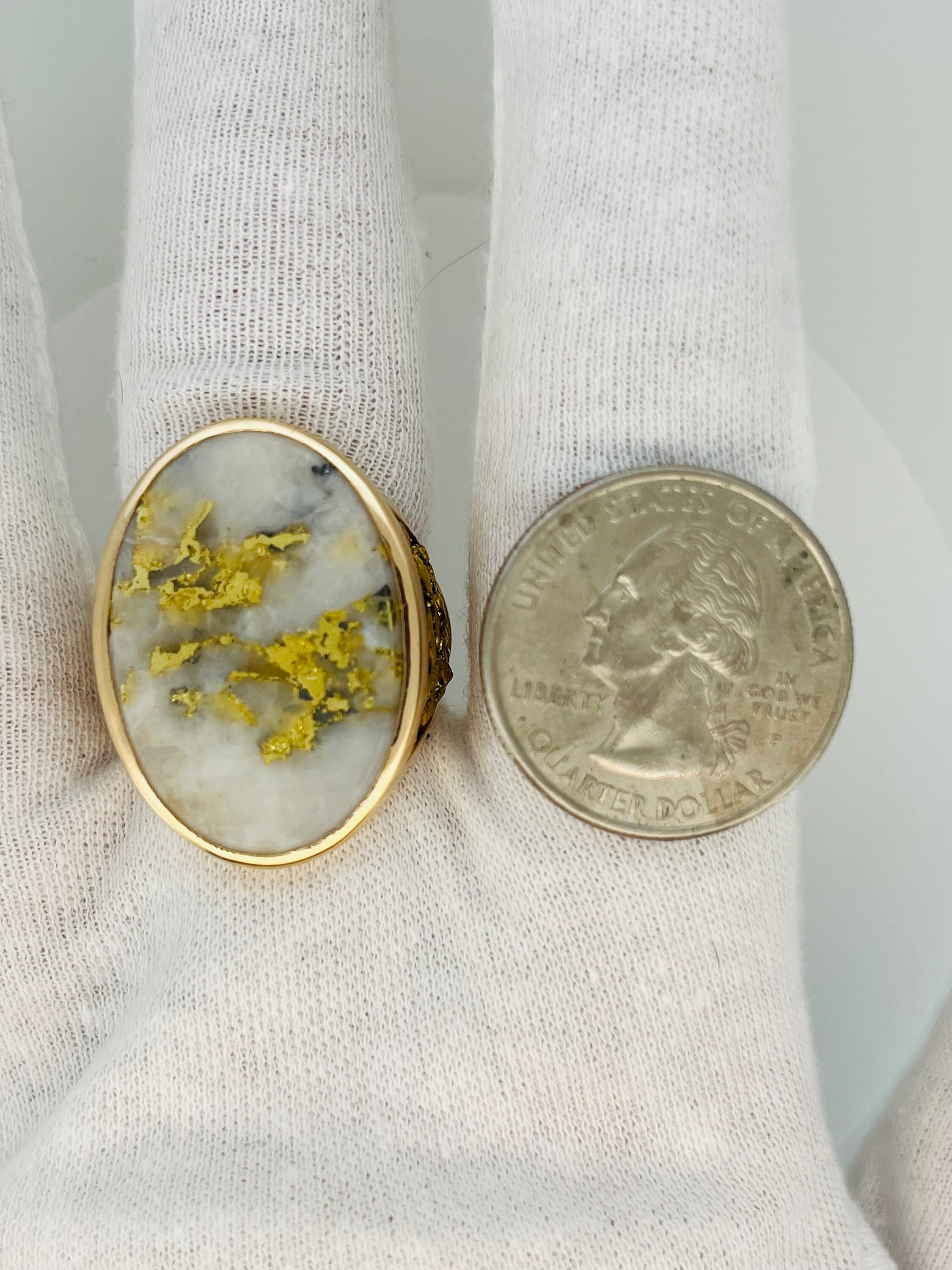 BIG Heavy RARE 18k Gold in Quartz Nugget Ring 16to1 Mine - Etsy
