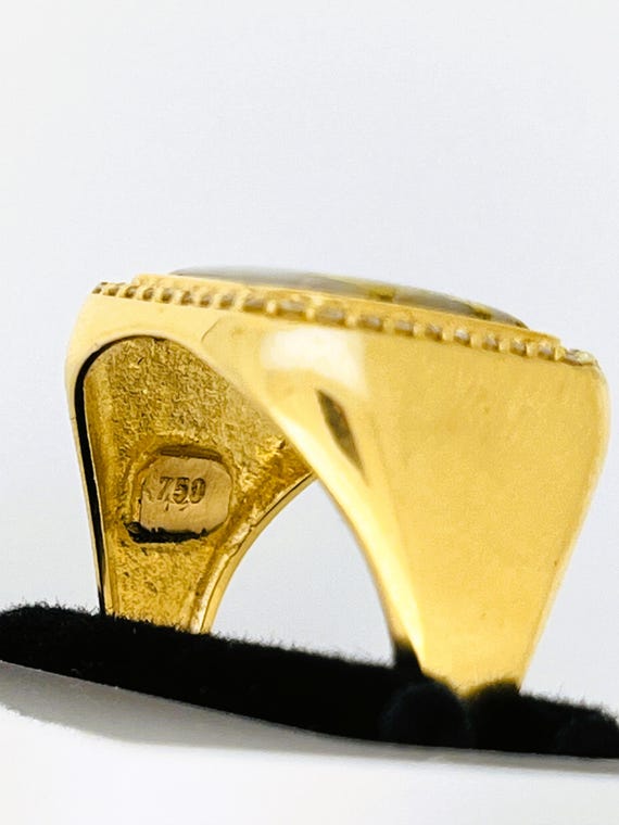 18k Gold in Quartz VS Diamond Signet Ring Gold Nugget… - Gem