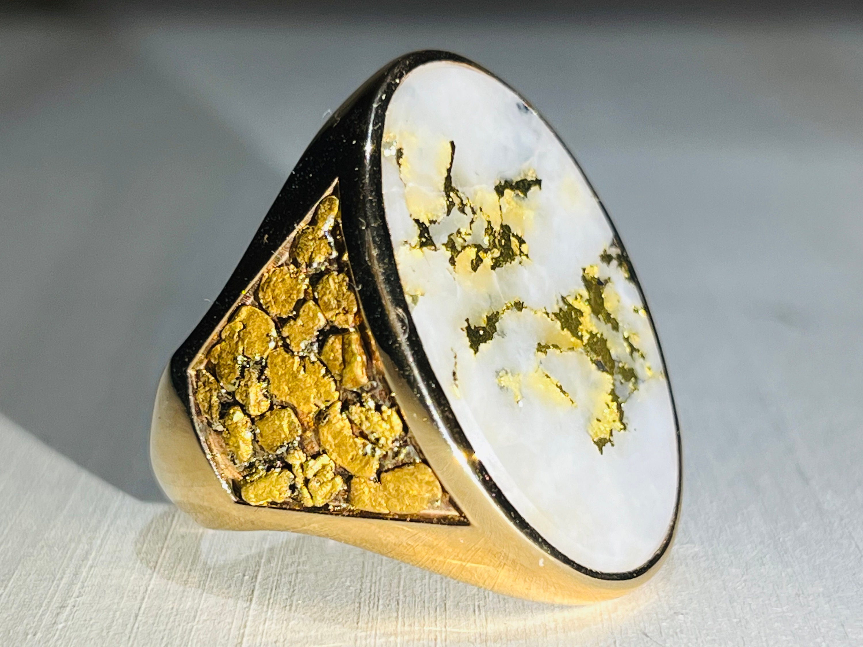 BIG Heavy RARE 18k Gold in Quartz Nugget Ring 16to1 Mine - Etsy