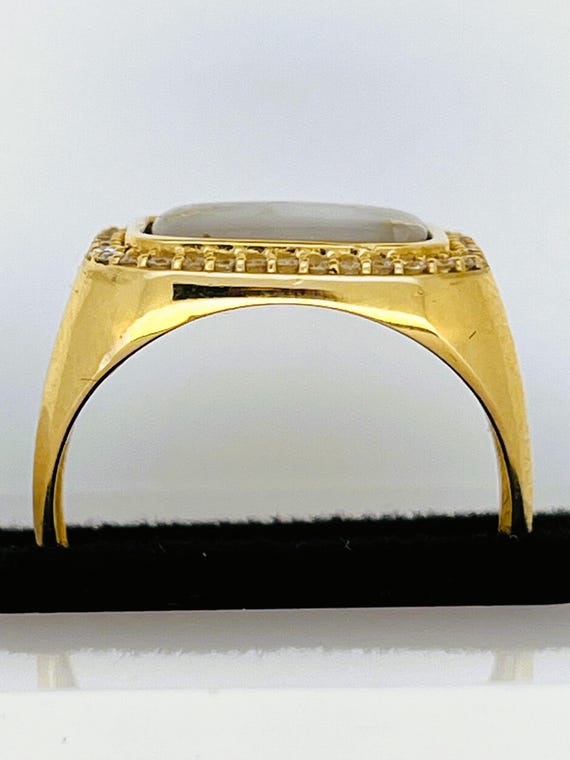 18k Gold in Quartz VS Diamond Signet Ring Gold Nugget… - Gem