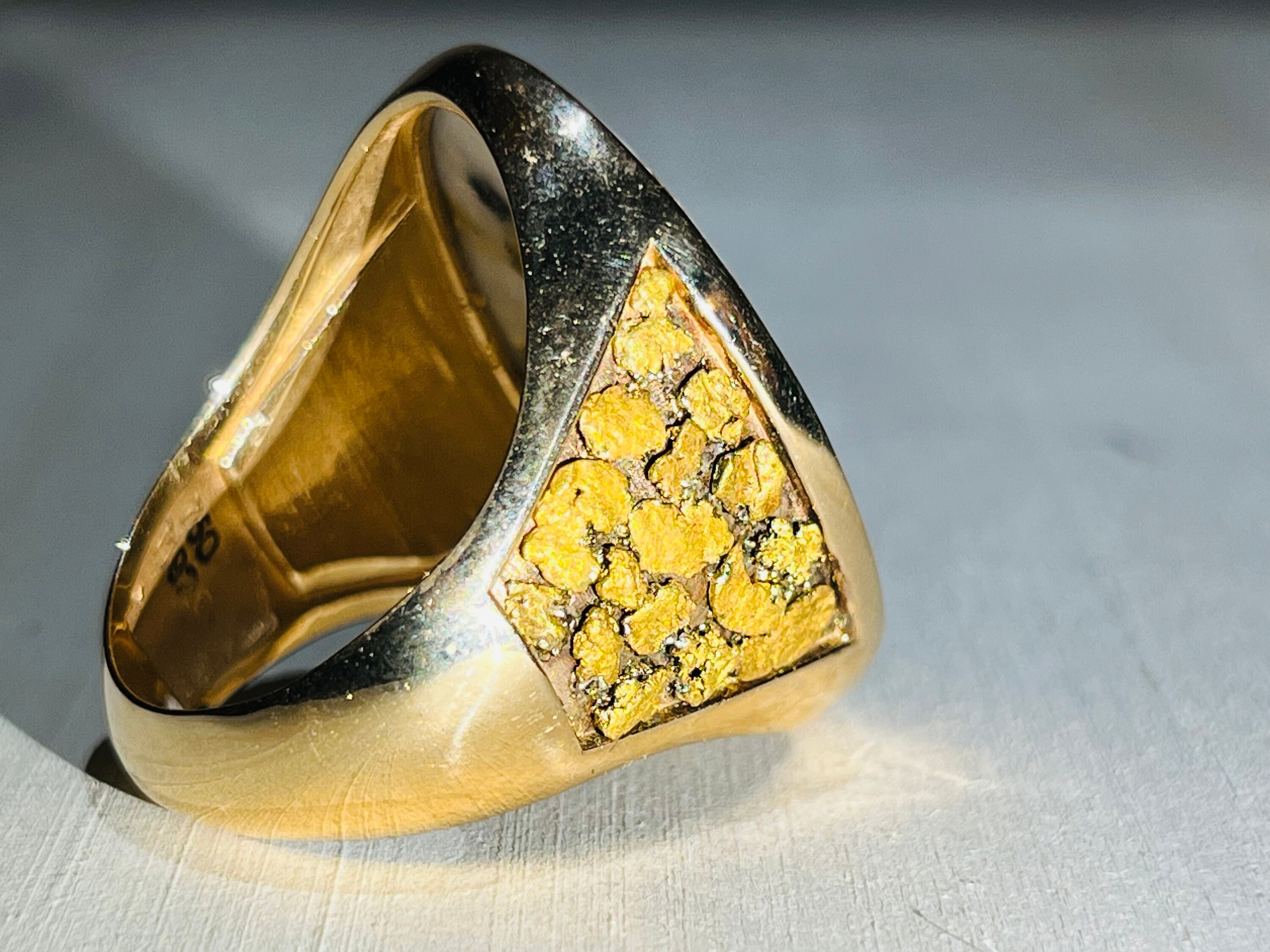 BIG Heavy RARE 18k Gold in Quartz Nugget Ring 16to1 Mine - Etsy