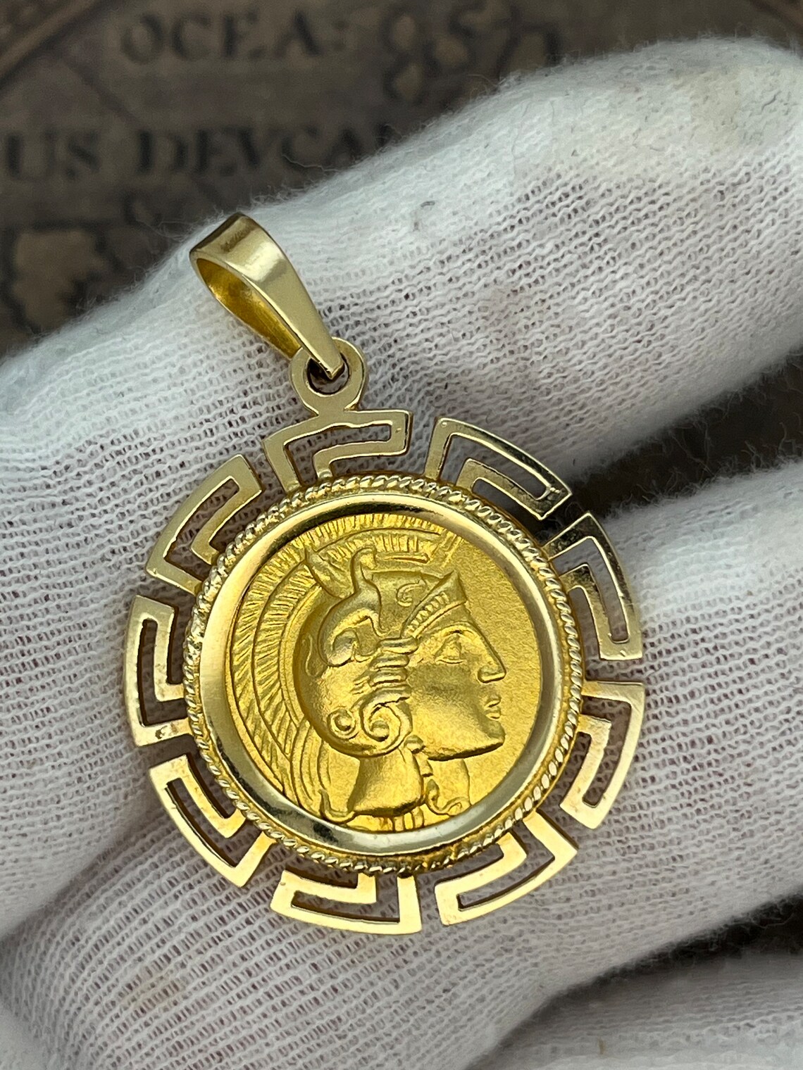 14k Gold Goddess Athena & Parthenon Greek Pendant SEE VIDEO - Etsy