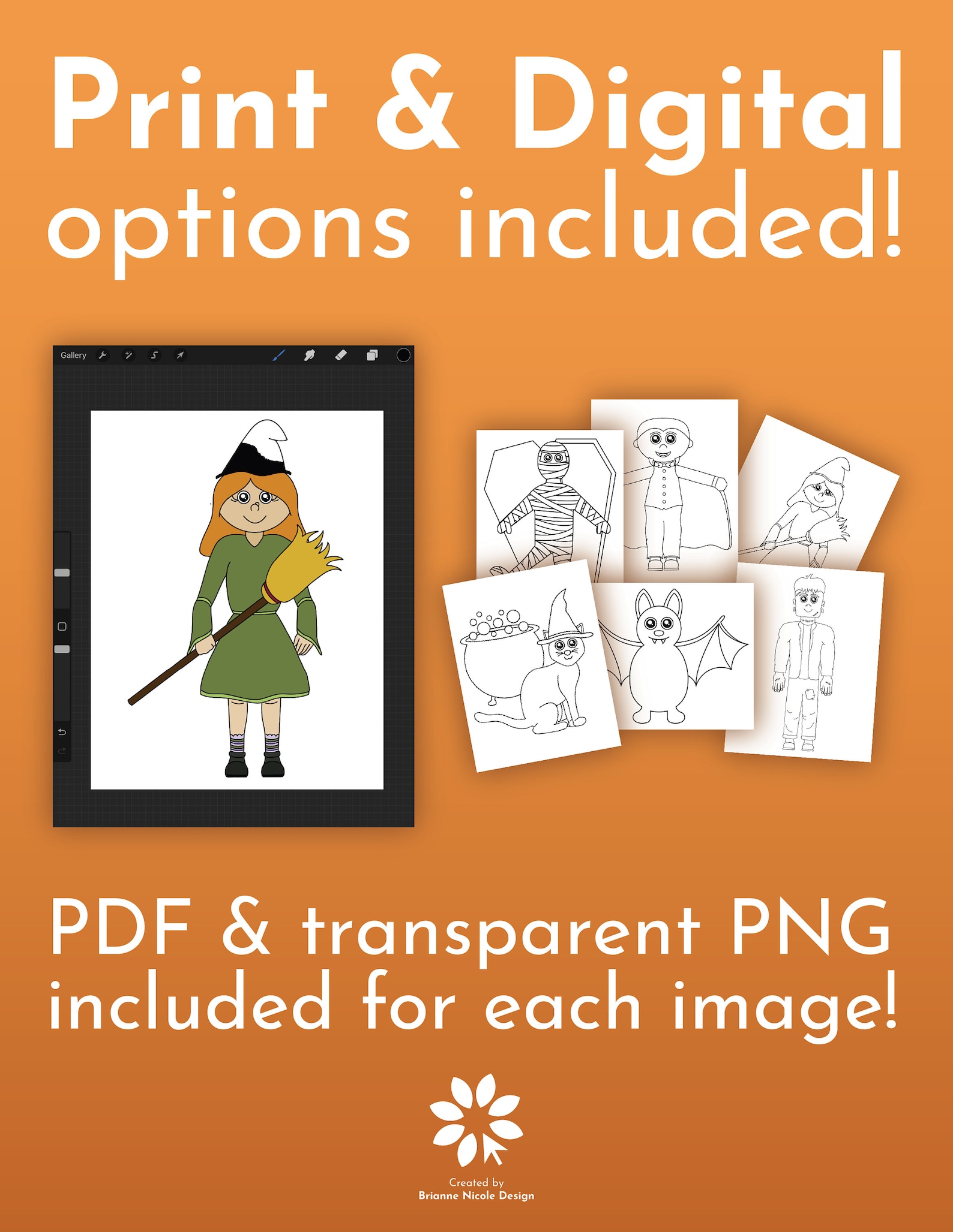 Printable Halloween Coloring Pages | Halloween Creatures | Digital ...