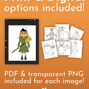 Printable Halloween Coloring Pages | Halloween Creatures | Digital ...