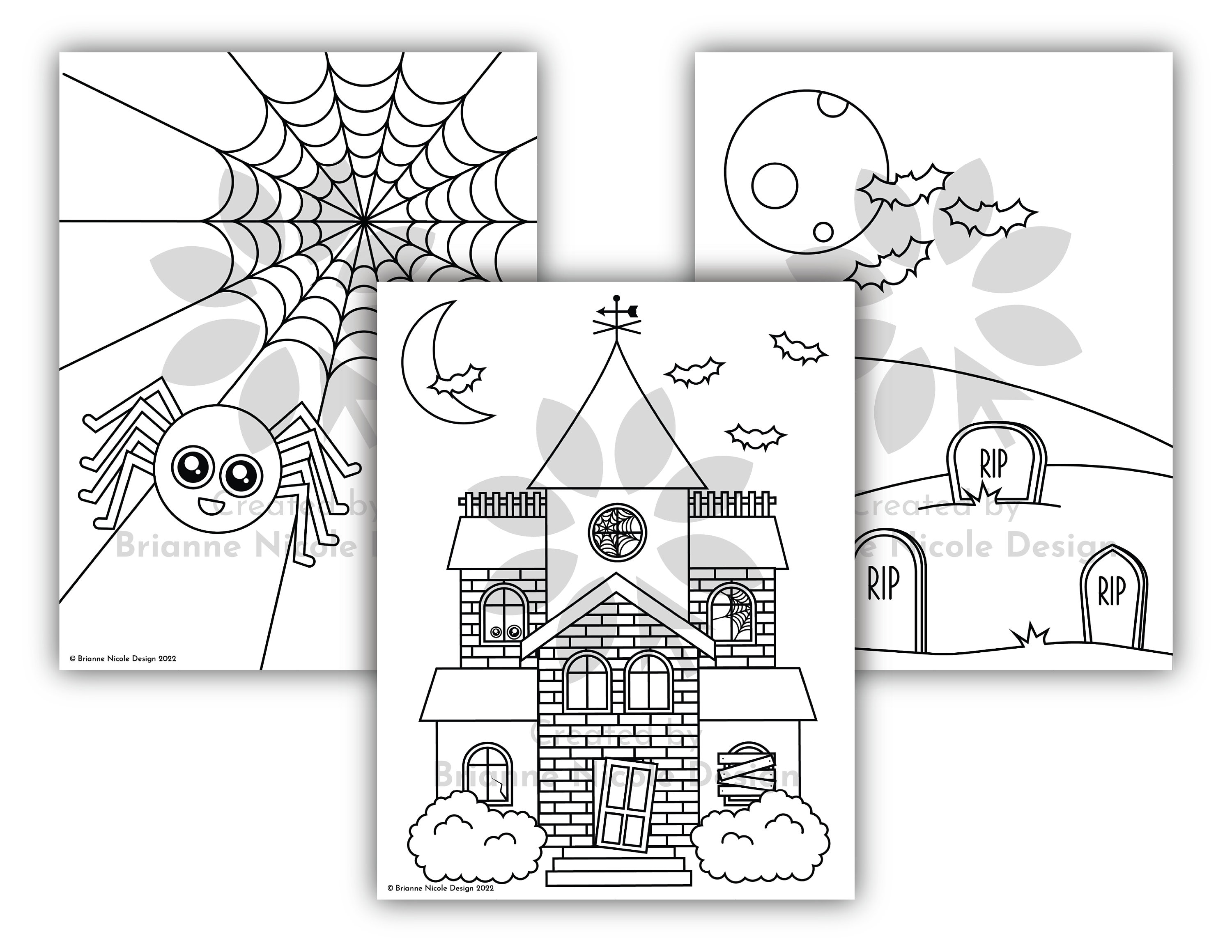 Printable Halloween Coloring Pages | Digital Download | Spiders ...