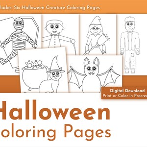 Printable Halloween Coloring Pages | Halloween Creatures | Digital ...