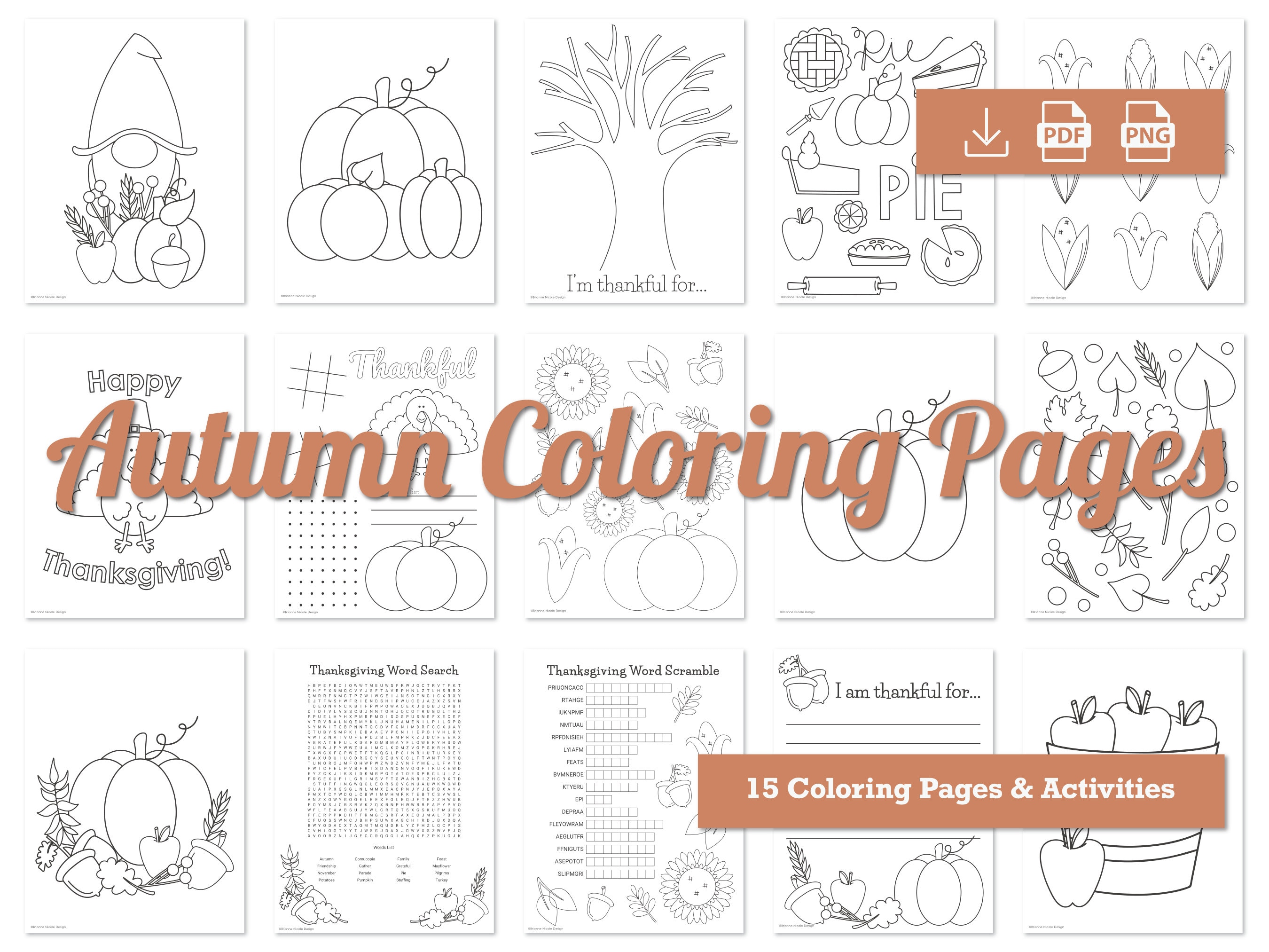 Printable Fall Themed Coloring Pages and Activities for Kids and Adults ...