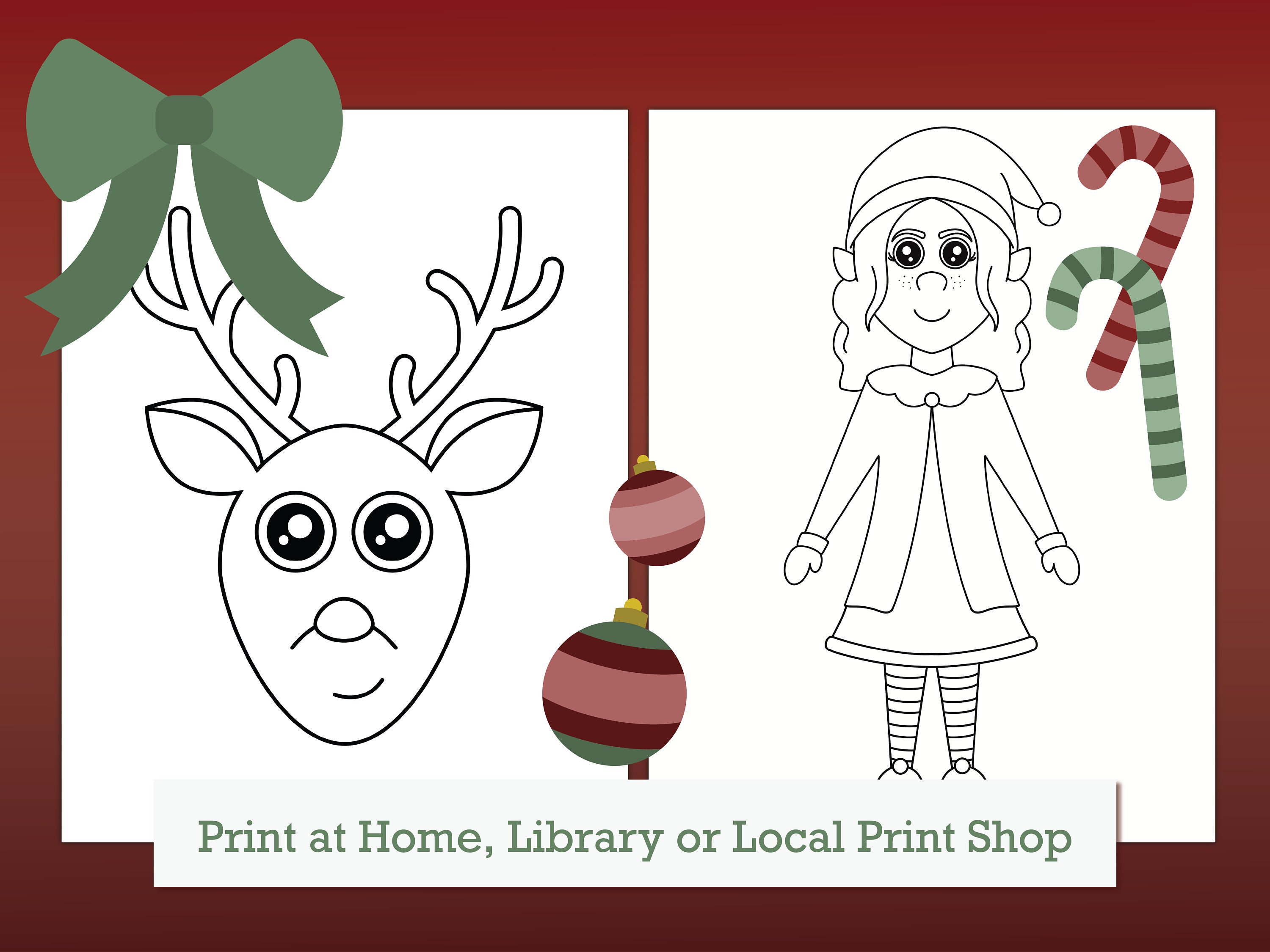 Christmas Coloring Pages for Kids and Adults. Digital Download, Winter ...