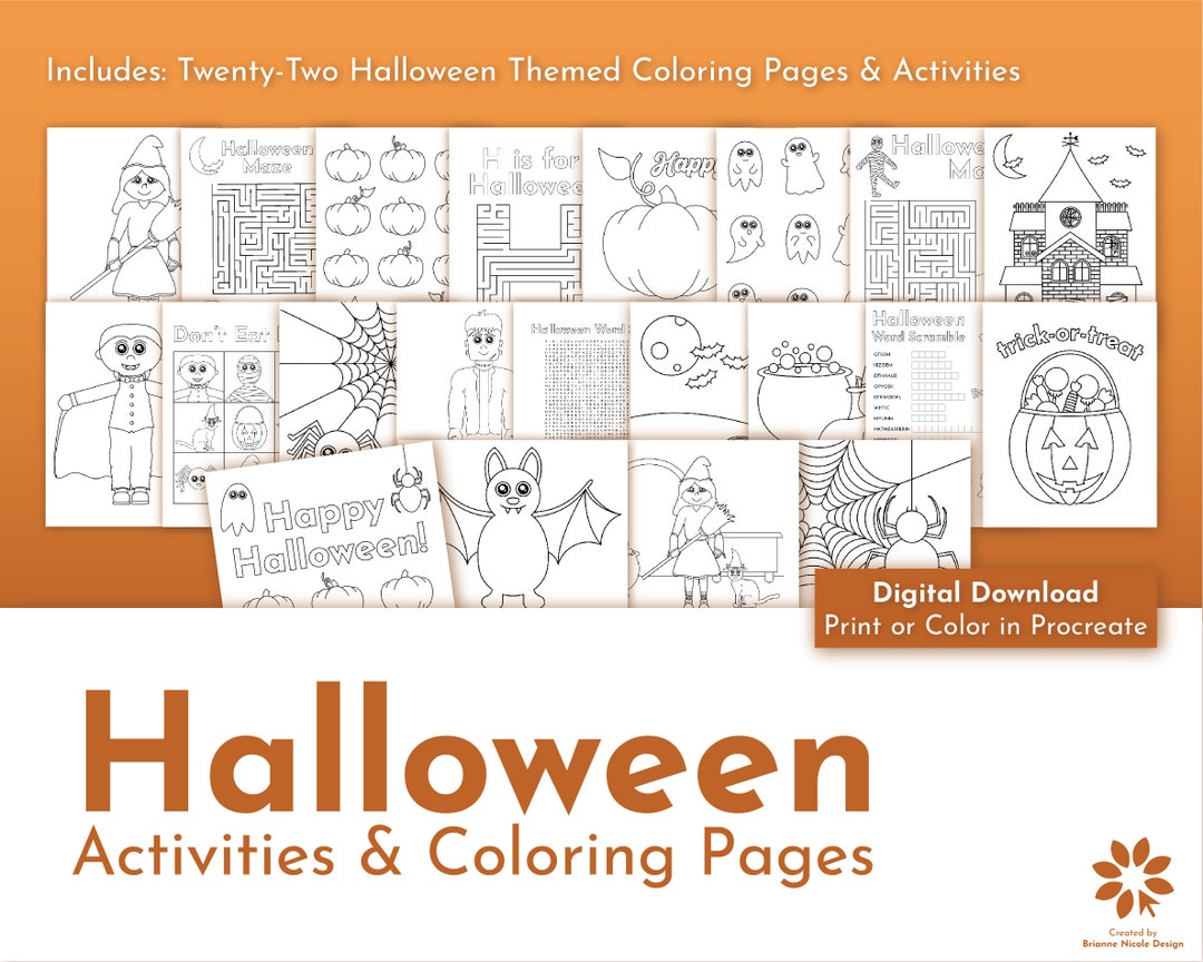 Bundle Printable Halloween Coloring Pages | Halloween Games and ...