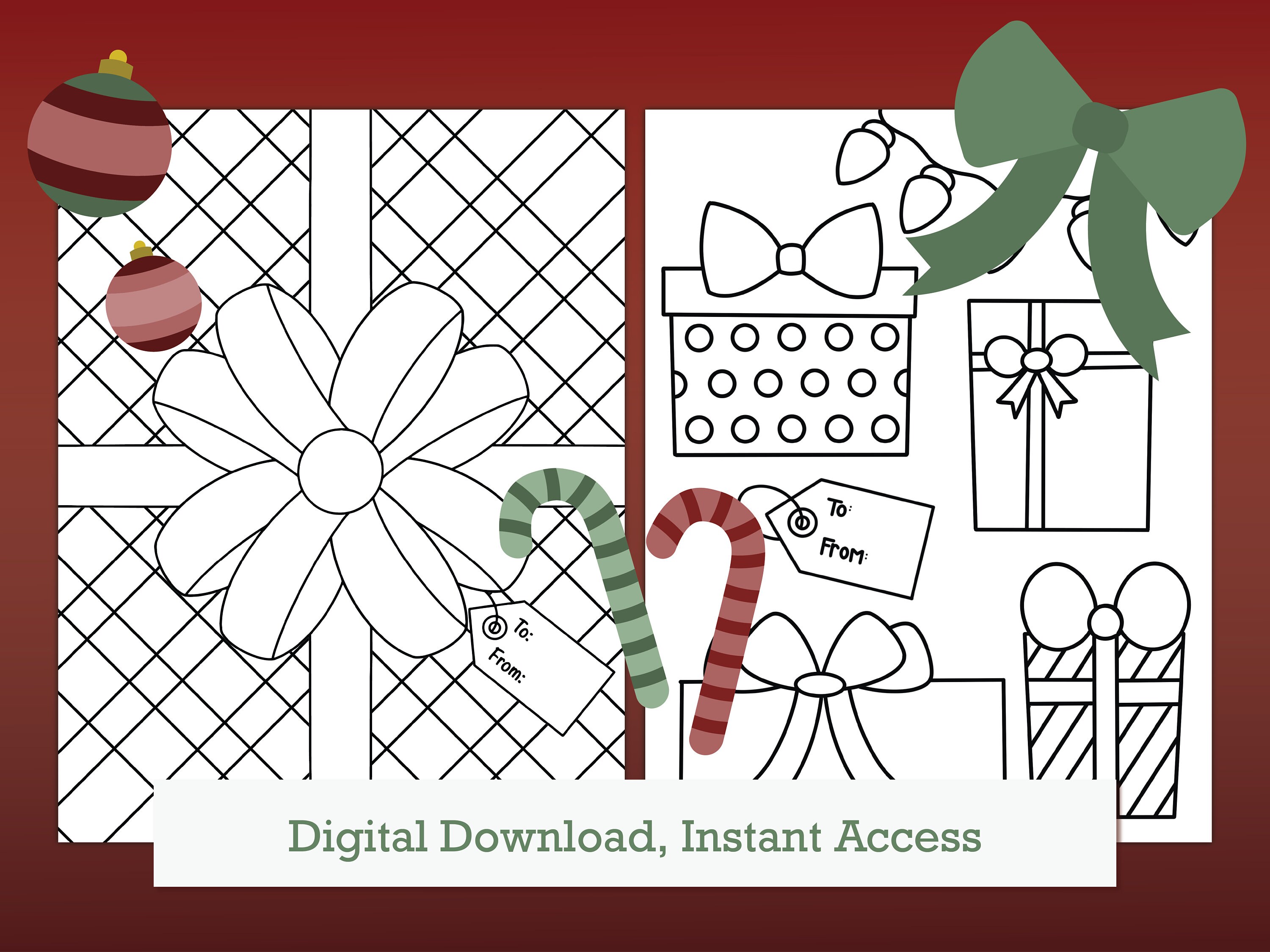 Christmas Coloring Pages for Kids and Adults. Digital Download, Winter ...