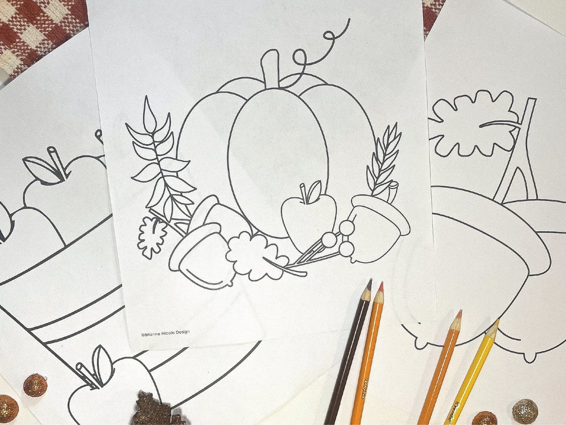 Printable Fall Themed Coloring Pages and Activities for Kids and Adults ...