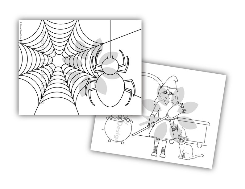 Printable Halloween Coloring Pages | Digital Download | Spiders ...