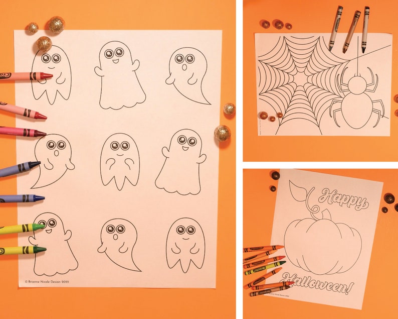 Printable Halloween Coloring Pages | Digital Download | Spiders ...