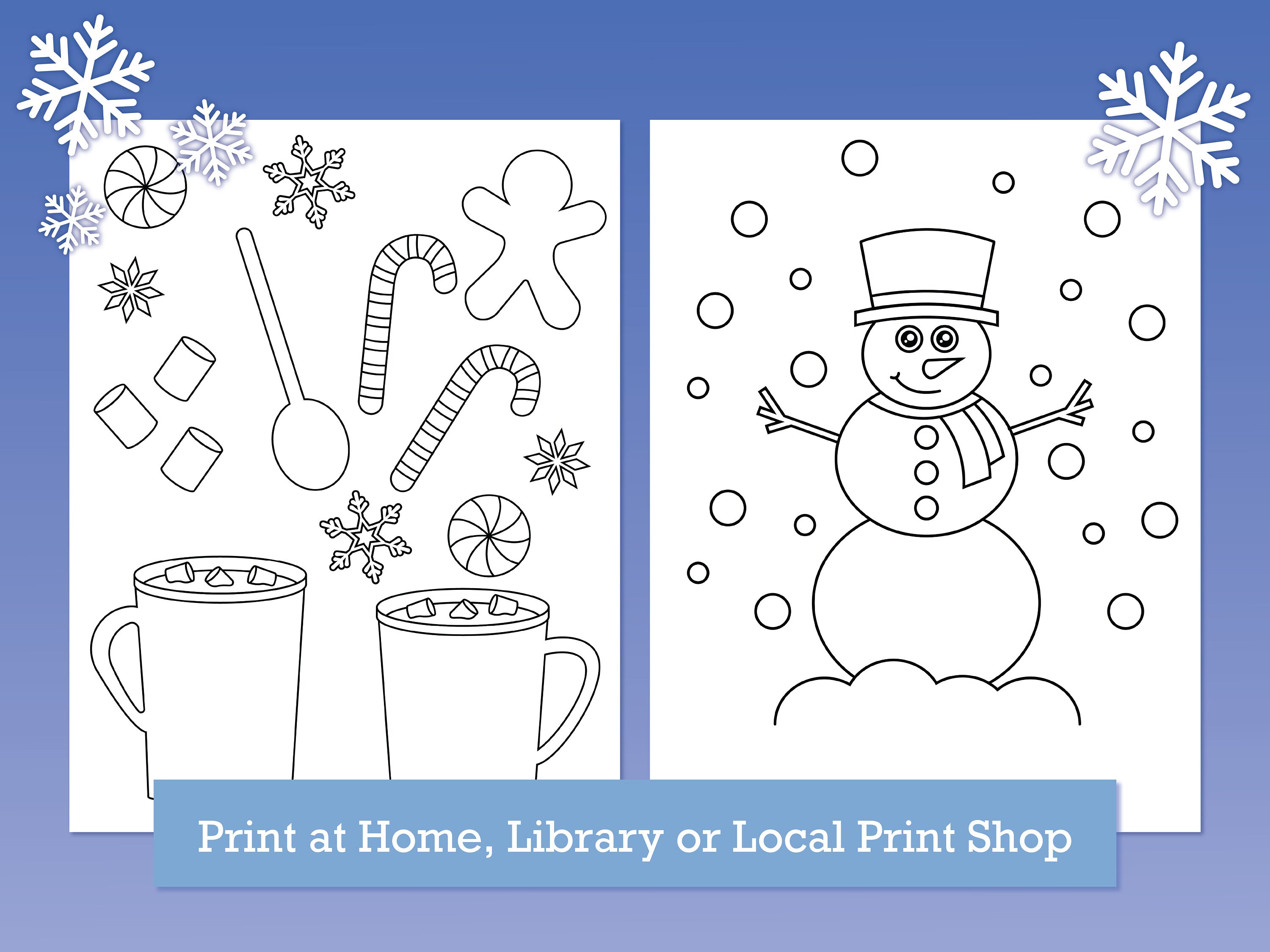 Winter Coloring Pages for Kids and Adults. Digital Download, Christmas ...