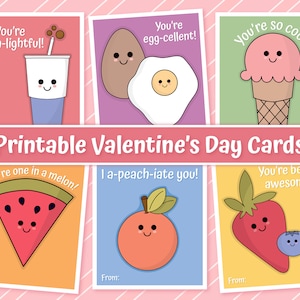 Printable Valentine's Day Cards, Instant Digital Download. Set of 6 ...