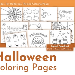 Printable Halloween Coloring Pages | Digital Download | Spiders ...