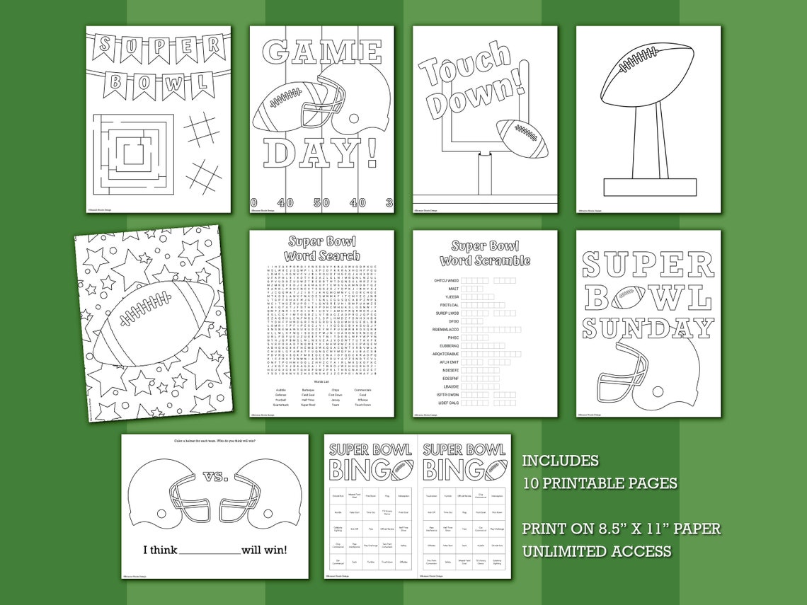 Super Bowl Party Games. Bingo, Word Search, Word Scramble, and Maze ...