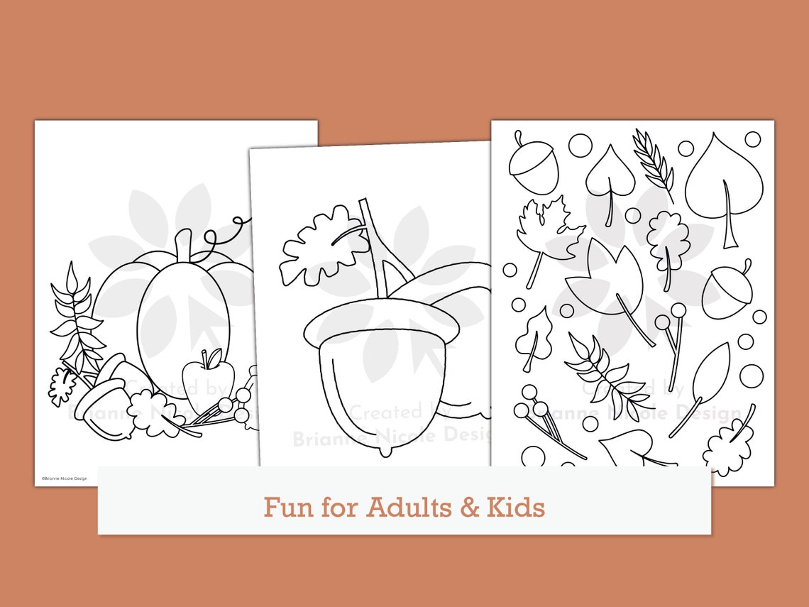 Printable Fall Themed Coloring Pages and Activities for Kids and Adults ...