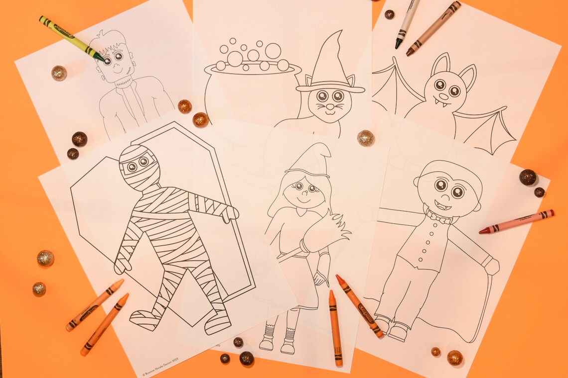 Printable Halloween Coloring Pages | Halloween Creatures | Digital ...