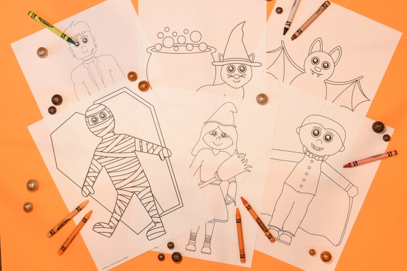 Printable Halloween Coloring Pages | Halloween Creatures | Digital ...