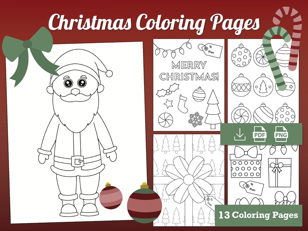 Christmas Coloring Pages for Kids and Adults. Digital Download, Winter ...